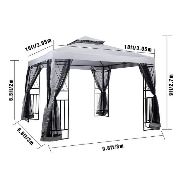 Patio Gazebo with Mosquito Net and Corner Shelves - Bed Bath & Beyond ...