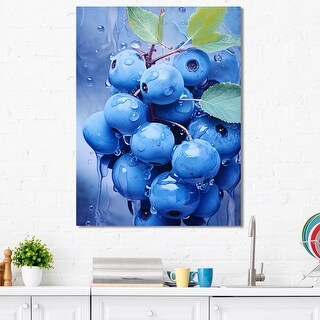 Designart "Celestial Cyan Blueberry Bliss Fruit" Fruits Wall Art - Bed ...