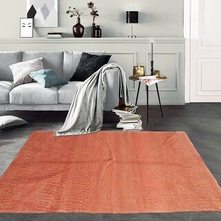 Hand Knotted Muted Coral Tibetan 100% Wool Modern Oriental Area Rug - 3 ...