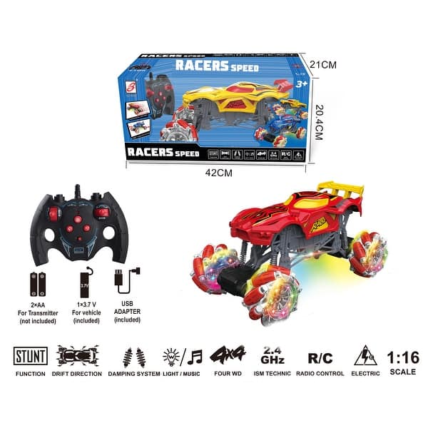 Red Dragon Remote Control Stunct Racer Speed Car Rotating HeadLight and ...