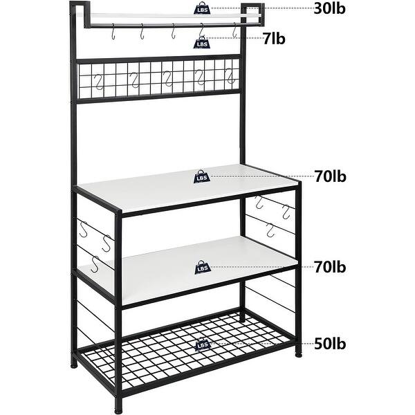 3-Tier Kitchen Bakers Rack with 16 Movable Hooks - Bed Bath & Beyond ...