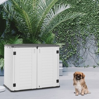 Outdoor Garden Courtyard Storage Box HDPE Plastic White - Bed Bath ...
