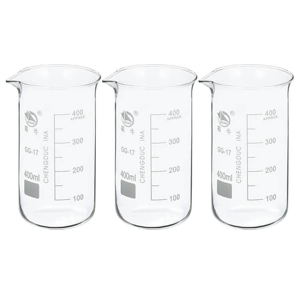 3pcs 400ml Tall Form Glass Beaker 3.3 Borosilicate Lab Measuring Cups ...