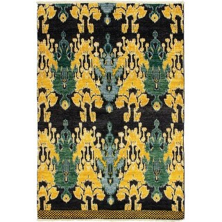 ECARPETGALLERY Hand-knotted Shalimar Black, Gold Wool Rug - 5'0 x 8'2 ...
