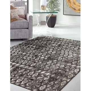 Charcoal; Grey; and Ivory Area Rug 5x8, Machine Woven From Silky ...