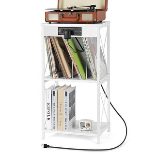 White Record Player Stand - 11.8"D x 15.7"W x 30.1"H - Bed Bath ...