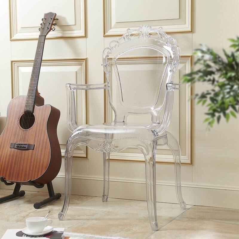 Gittel Clear or Amber Transparent Acrylic Arm Chair Dining Chairs ...