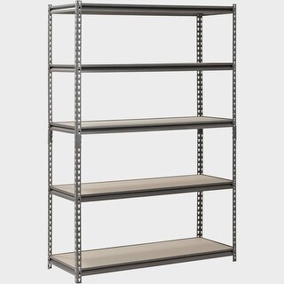 48"W x 18"D x 72"H 5-Shelf Steel Freestanding Shelves, Silver - Bed ...