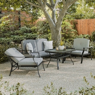 Coral 4-Piece Outdoor Patio Conversation Set with Adjustable Backrest ...