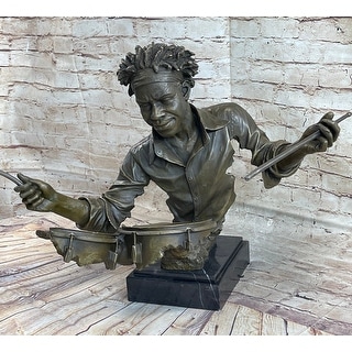 African American Drummer Musician Bronze Sculpture Statue Marble Base ...