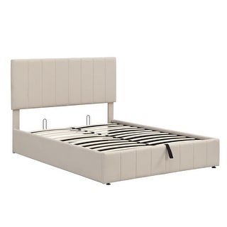Platform Bed Lift Up Bed Frame w/ Gas Lift up Hydraulic Storage System ...