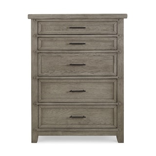 52 Inch Oliver Tall Driftwood Style Dresser with 5 Drawers, Black ...