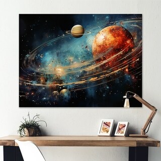 Designart "Saturn Ruby Rings Orbiting Elegance" Our Solar System Wall ...