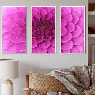Designart "Large Purple Flower and Petals" Floral Framed Wall Art Set ...