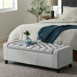 Light Gray Modern Button-Tufted Storage Ottoman Bench - Bed Bath ...