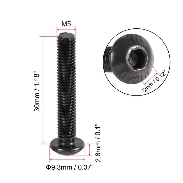 M5x30mm Hex Socket Button Head Cap Bolts Screws Stainless Steel 100pcs ...