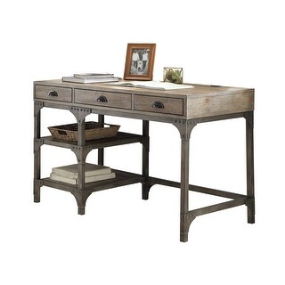 Charming Rustic Industrial Writing Desk with Versatile Storage Options ...