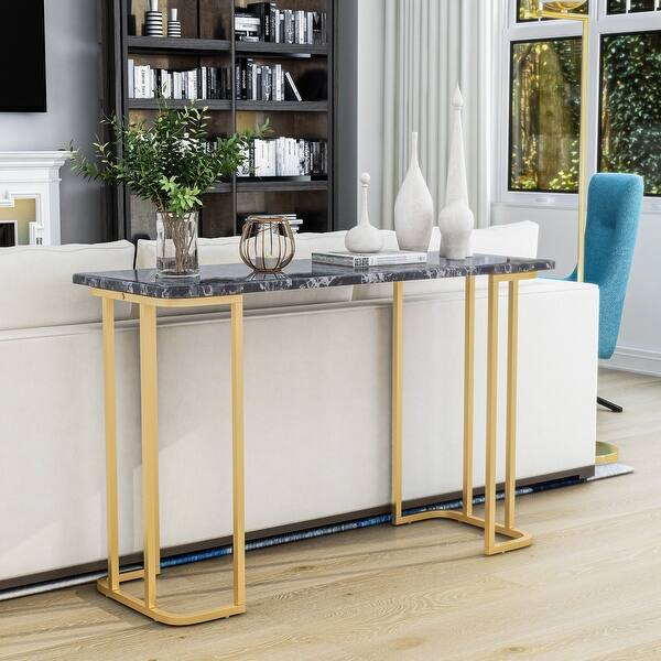Deeanne Contemporary 47-inch Faux Marble Sofa Table by Furniture of ...