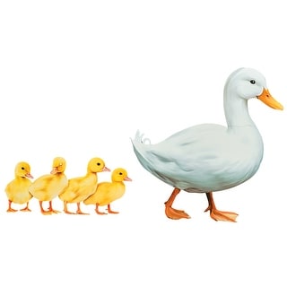 2-Piece Realistic Mama Duck and Ducklings Garden Stake Set - 16.130 x ...