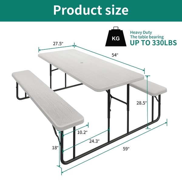 park bench table size