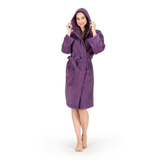 Women's Hooded Long Bathrobe Terry Cotton - Full Ankle Length Spa Robe ...