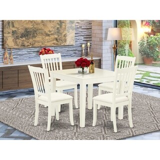 HomeStock 5-Pc Linen White Finish Solid Wood Top - Square Dining Room Set - Seats 4 - Bed Bath ...
