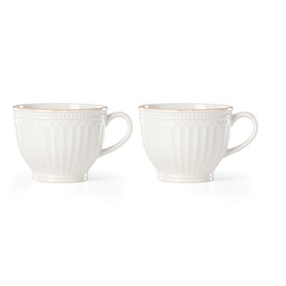 Lenox French Perle Groove 2-Piece Latte Mug Set White - Bed Bath ...