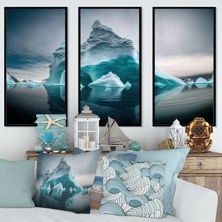 Designart "North Atlantic Blue And White Iceberg IV" Coastal Framed ...