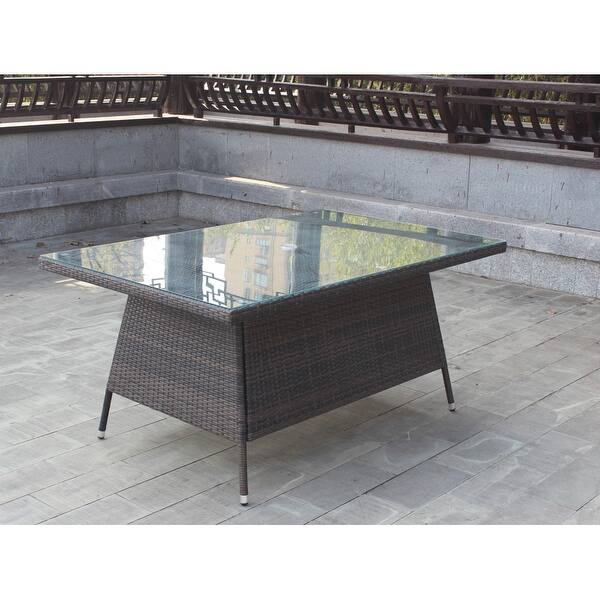 Outdoor Patio Rectangular Dining Table with Tempered Glass - Bed Bath ...