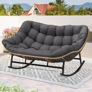 FINCATI Outdoor Double Rocking Chair, Double Papasan Chair, 700 lbs ...