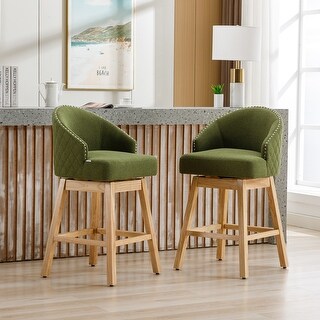 Swivel Wood Counter Height Bar Stools with Footrest (Set of 2) - Bed ...