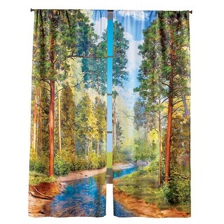Realistic Woodland Tree Forest Window Drapes - 84 x 36 - Bed Bath ...