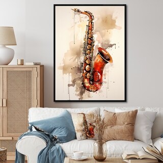 Designart "Vibrant Saxophone Swing " Music Framed Wall Decor - Bed Bath ...