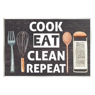 Stupell Cook Eat Clean Repeat Phrase Wall Plaque Art by ND Art - Bed ...