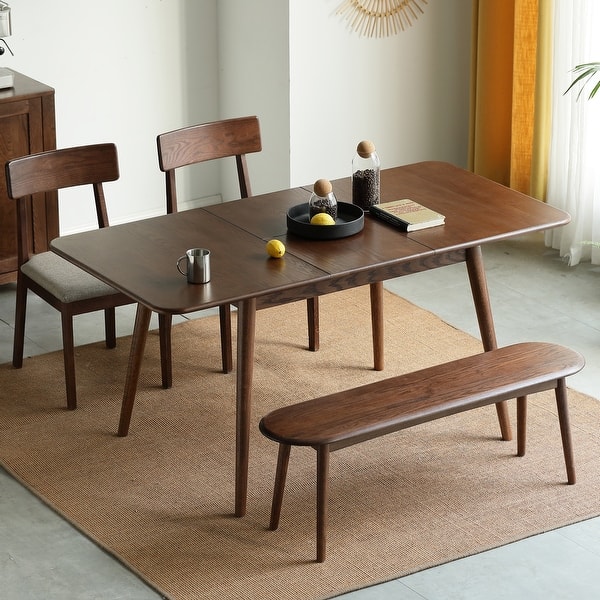 Nestfair Walnut Solid Oak Wood Extendable Meet Table Dining Table - Bed ...