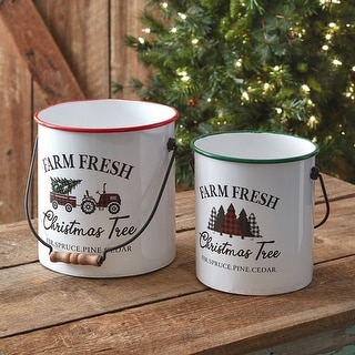 Set of Two Farm Fresh Christmas Tree Buckets - Red-Green-White ...