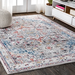 Manisa Vintage Medallion Gray/Red/Turquoise Area Rug - Bed Bath ...