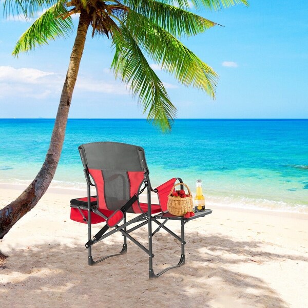 Folding directors chair with side table and cooler store