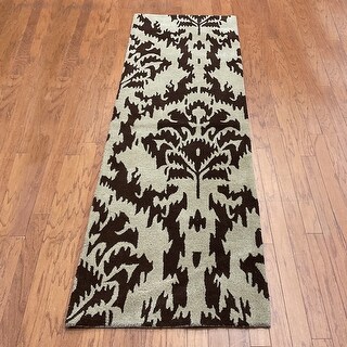 Handmade Ikat Wool Rug (India) - 2'6 x 8' - Bed Bath & Beyond - 25574349