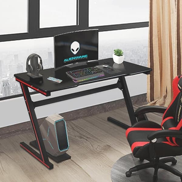 Streamlined Black Z-Shaped Computer Office Desk - Bed Bath & Beyond ...