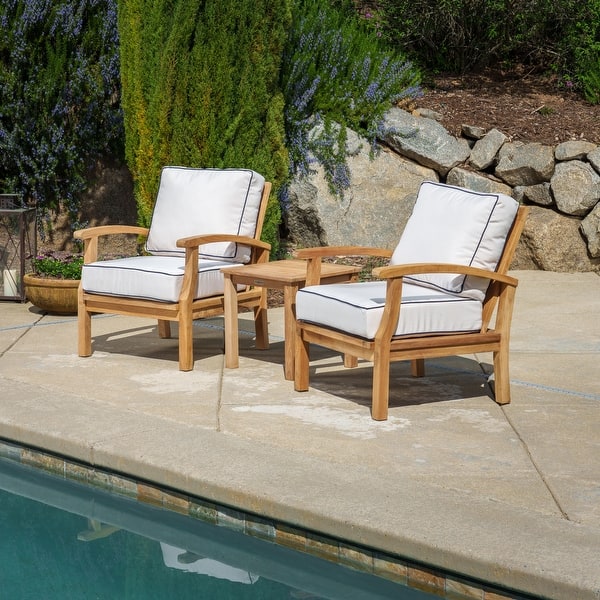 Indonesian Teak 3-Piece Club Chair Set with Sunbrella Cushions - On ...