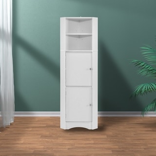 JASIWAY Tall Bathroom Corner Cabinet Freestanding Storage Cabinet - Bed ...