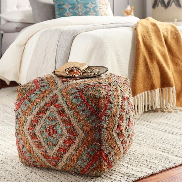 Franchesca Rust Global Jute 18 in. L x 18 in. W x 18 in. H Pouf