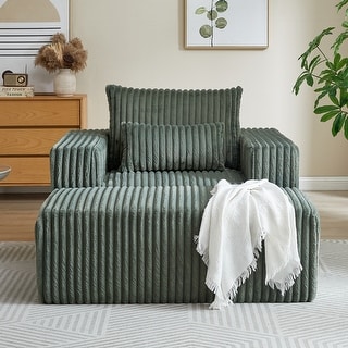 62.5"Corduroy Sponge Sofa Lounge Chair with Removable footrest,Fluffy ...