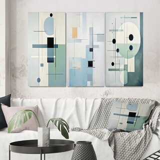 Designart "Beige Teal Suprematism Spatial Harmonies II" Abstract Wall ...