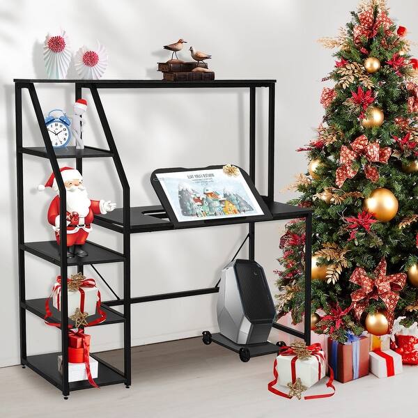 Writing Table Storage Shelves Tilting Drafting Drawing Black Storage ...