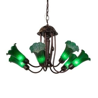 Meyda Tiffany 251578 Green Tiffany 7 Light 24" Wide Chandelier - Bed ...