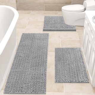 Upgrade Extra Large Bathroom Rug Set 3 Pieces Gray Ultra Soft,Thick ...