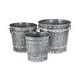 Gray Galvanized Metal Rustic Farmers Market Buckets (Set of 3) - Bed ...