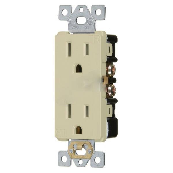 15 AMP Rectangle Ivory Electrical Receptacle Plastic-Aluminum American ...